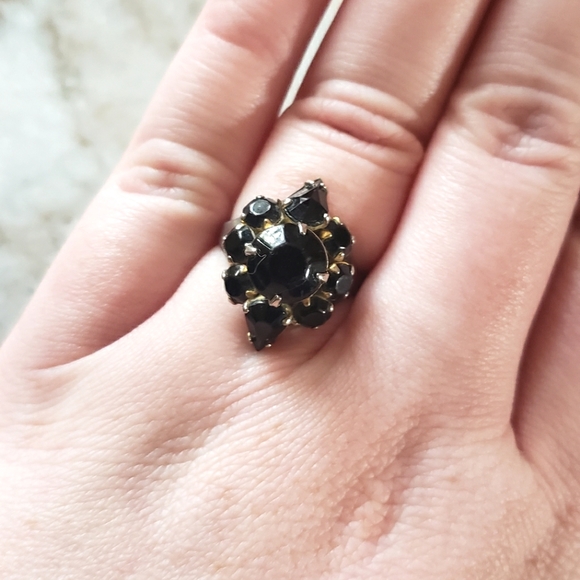 Vintage | Jewelry | Vintage Art Deco Sterling Black Glass Ring | Poshmark
